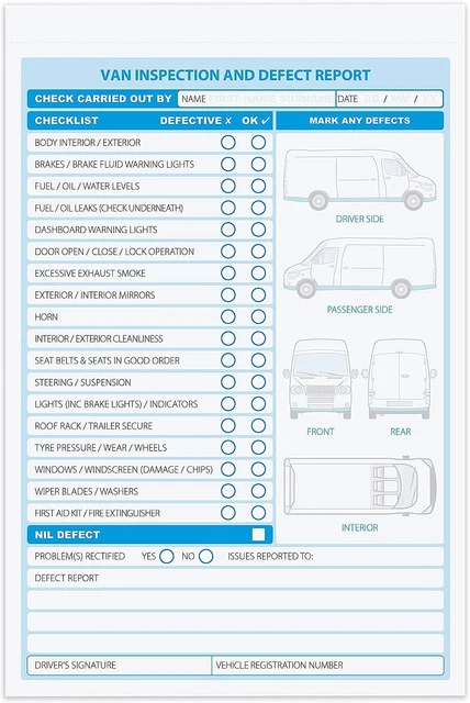 A5 VAN DEFECT Check List Book, 2 Part Duplicate £11.41 - PicClick UK