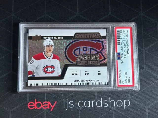 2022-23 CREDENTIALS JURAJ Slafkovsky #196 Debut Ticket Rookie /399 PSA 10 SPM EUR 38,63 ...