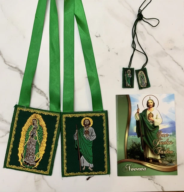 SCAPULAR/ESCAPULARIO DE SAN Judas Tadeo y virgen De Guadalupe 3”x4” £28 ...