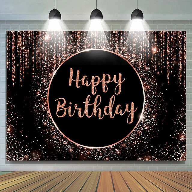 SIMPLE GLITTER PINK And Black Happy Birthday Backdrop $36.09 - PicClick AU