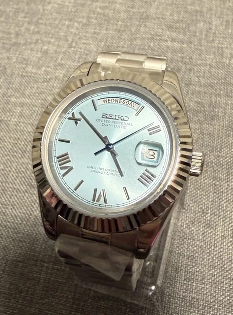 SEIKO MOD PRESIDENT Day Date Automatic Miyota Ice Blue Dial Watch £287. ...