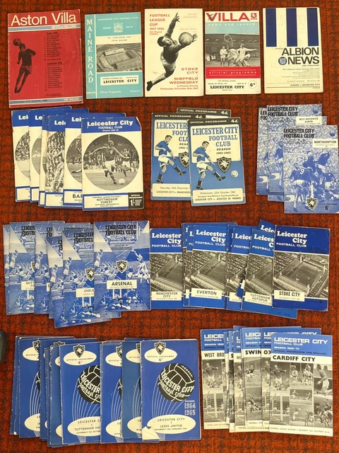 60+ LEICESTER CITY FC Football Programmes 1960s +Villa Athletico Madrid ...