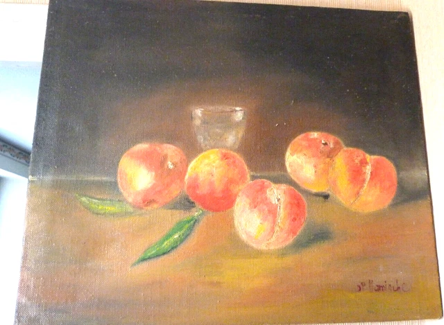 TABLEAU PEINTURE HUILE sur toile"Les PECHES" signé EUR 74,25 - PicClick FR