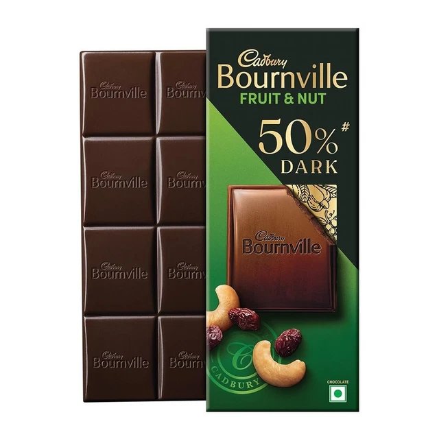 CADBURY BOURNVILLE FRUIT & Nut 50% Dark Chocolate Bar, 75 Gm $17.72 ...