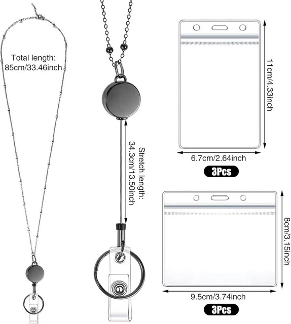 LANYARDS FOR ID Badges 3 Pack Badge Lanyard with 6 Pcs Id Badge Holder ...