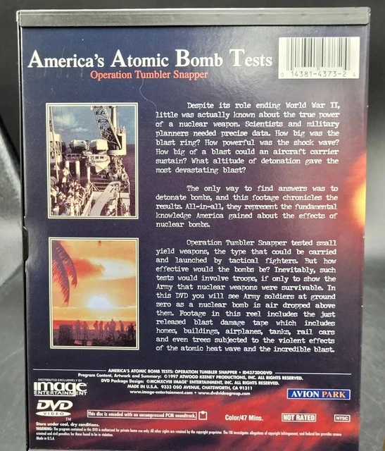 AMERICA’S ATOMIC BOMB Tests; Operation Tumbler Snapper DVD $9.99 ...