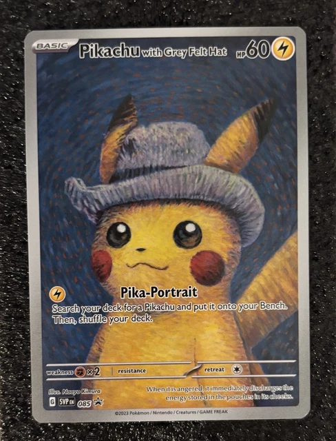PIKACHU WITH GREY Felt Hat 2023 Black Star Promo #SVP085 Pokemon Card £ ...
