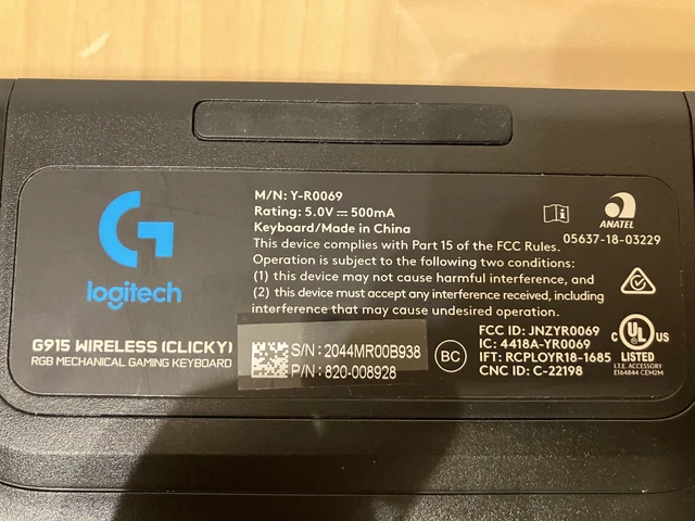 USED WORKING LOGITECH G915 FULL SIZED Wireless Mechanical Gaming ...