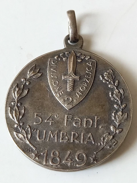 RARA MEDAGLIA MILITARE 2° Divisione Sforzesca 54°Fant. Umbria Argento ...