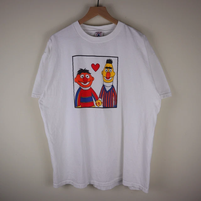 VINTAGE BERT AND Ernie Holding Hands Shirt Sesame Street Adult XL 24x30 ...