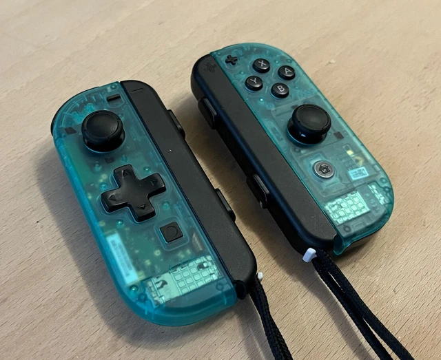CUSTOM NINTENDO SWITCH Joy Con Controllers with D-PAD - Ice Blue (Clear ...