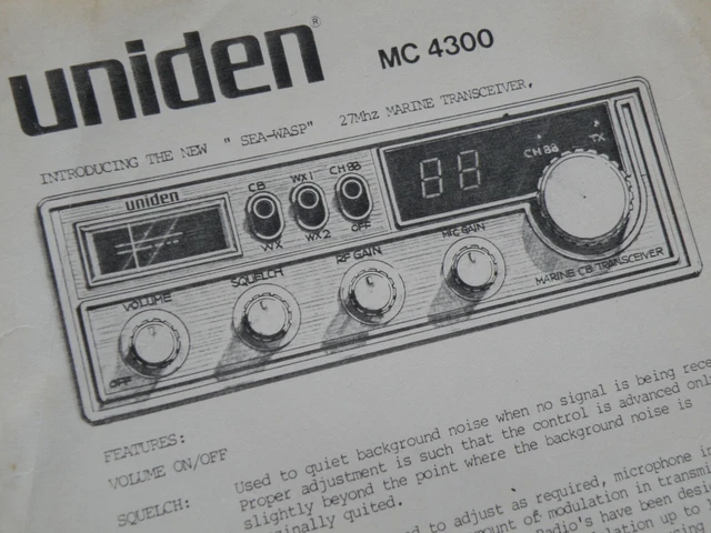DEALER SALES & Ad Sheet*Uniden Sea-Wasp Mc-4300* Hf/Vhf Marine Radio ...