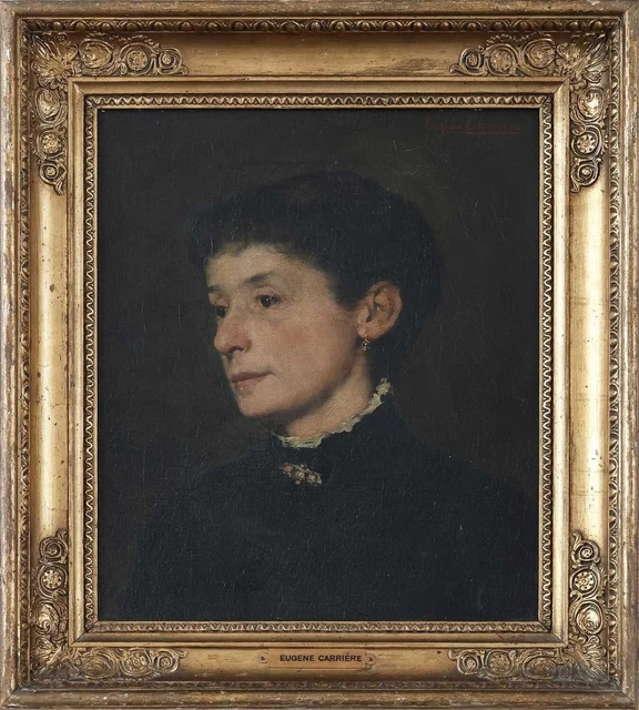 RARE PORTRAIT DE femme, huile sur toile, Eugène Carrière (1849-1906 ...