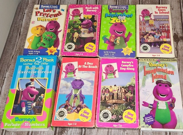 BARNEY VHS LOT Of 9 Videos Imagination Island Let's Pretend Alphabet ...