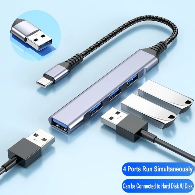 4 PORTS TYPE-C Expansion Dock Data Transfer OTG Adapter USB-C HUB ...