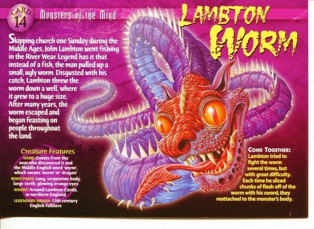 WEIRD N’ WILD Creatures Monsters of the Mind Card 14 # Lambton Worm ...