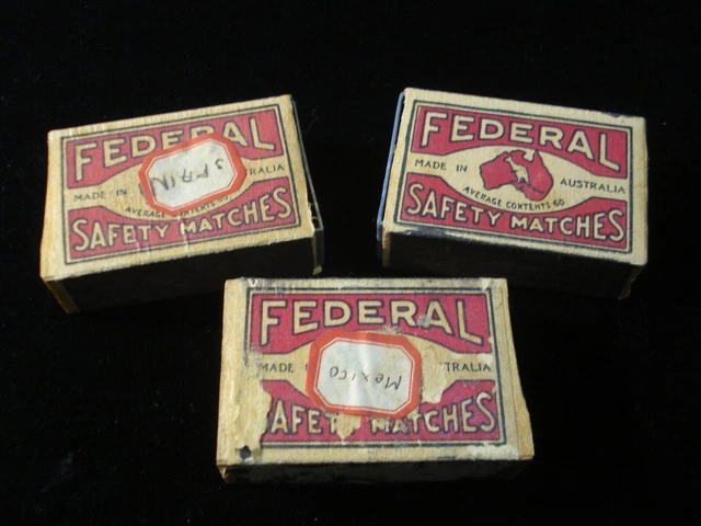 AUSTRALIAN ANTIQUE FEDERAL Safety Matches Match Box Only Bulk Lot of 3 ...