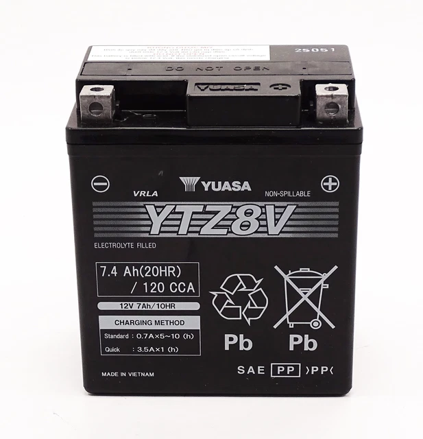 Roller Batterie YUASA YTZ High Performance YTZ8V 12V 7Ah AGM Motorrad ...