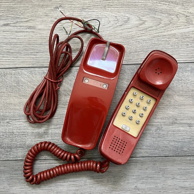 VINTAGE WESTERN ELECTRIC Bell System Red Push Button Trimline Telephone ...