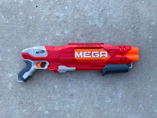 NERF N-STRIKE MEGA DoubleBreach Blaster Double-Barrel Toy Gun Red Play ...