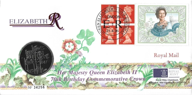 1996 70TH BIRTHDAY of Queen Elizabeth II £5 Royal Mint Coin Cover £6.47 ...
