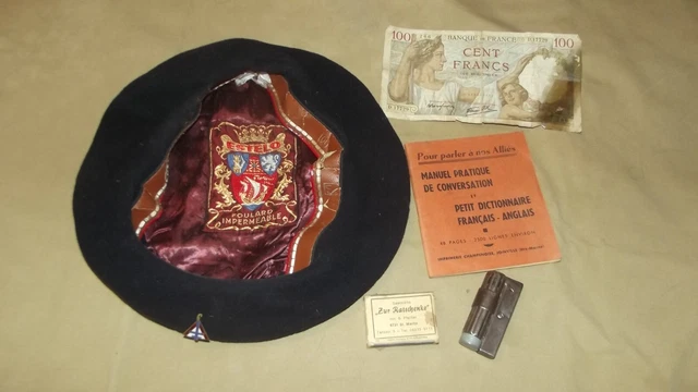 LOT RESISTANCE FFI Beret / Billet / Briquet / Allumette / Allemand ...