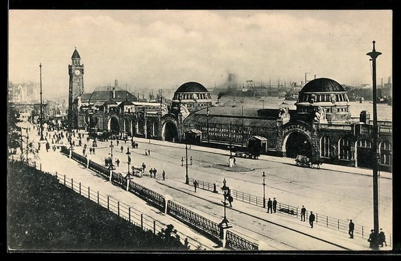 AMBURGO-ST. PAULI, VITA di strada sul ponte di atterraggio, cartolina ...