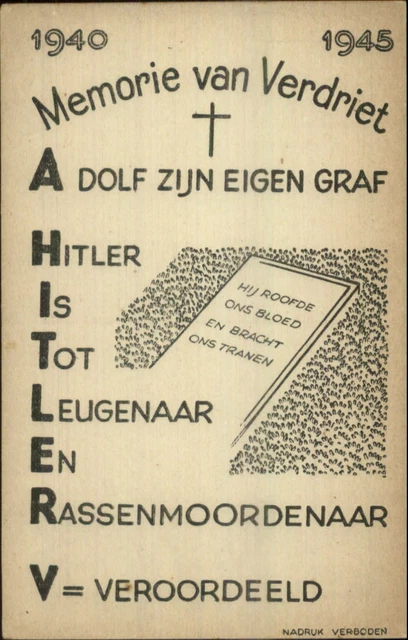 ANTI GERMANIA TOMBA di Adolf Hitler Fumetto Poema Cartolina Olandese ...