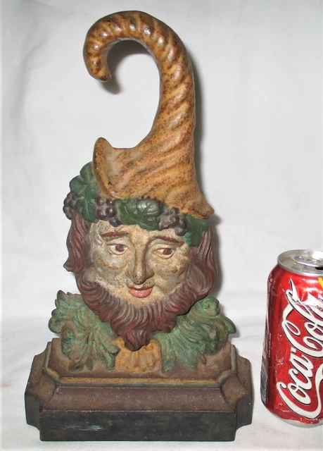 ANTIQUE CAST IRON Eng Jester Cornucopia Handle Man Art Statue Sculpture ...