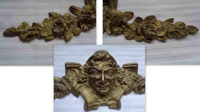 ANCIEN FRONTON BRONZE Mascaron Tete En Relief Ornement Meuble EUR 139 ...