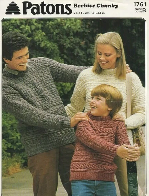 PATONS KNITTING PATTERN No 1761 Sweater in Chunky Size 28 - 44 inch £1. ...