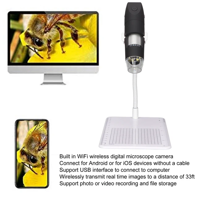 WIFI USB DIGITAL Microscope Hd 50X To 1000X 8 Led Mini Wireless ...