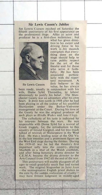 1953 SIR LEWIS Casson, 50 Years On The Professional Stage EUR 7,12 ...