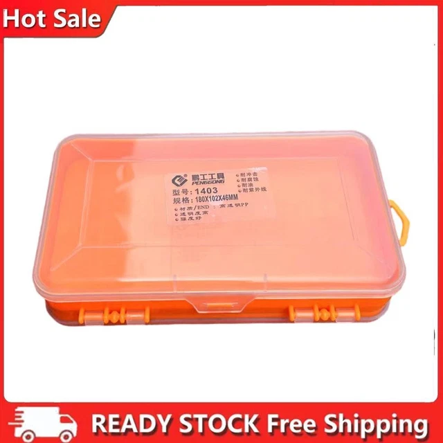 PLASTIC STORAGE TOOL Case Double-Side Tool Box Compartment for Small ...