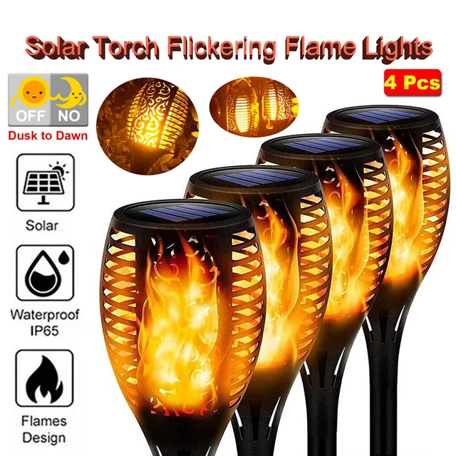 48PC FLICKERING LED Solar Flame Tiki Torch Light Outdoor Garden Yard ...