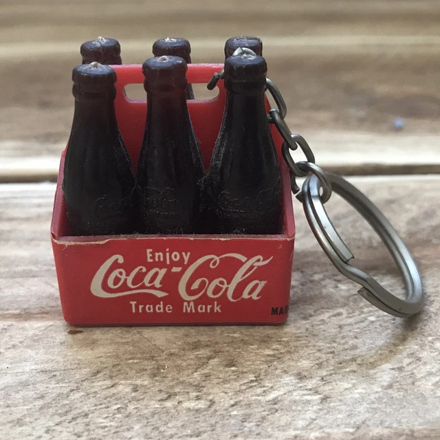 VINTAGE 1980S COCA Cola Keychain Mini Coke Bottles in Crate Six Pack ...