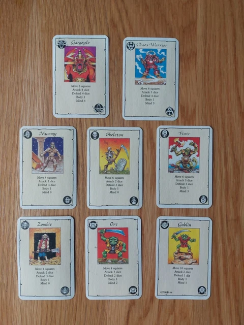VINTAGE HEROQUEST 1989 - 8x Monster Cards £5.00 - PicClick UK