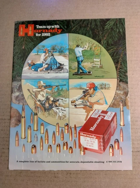 HORNADY BULLET REFERENCE Chart Poster Guide Fn 6.0 Folded 17 X 22 Vntg ...