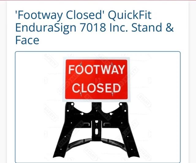 CHAPTER 8 ROAD Safety Signs Footway Closed Road Sign - Quick Fit Endura ...
