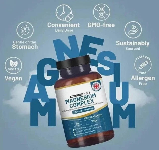 HIGH STRENGTH MAGNESIUM Glycinate 2000mg - 4-in-1 Complex, High ...