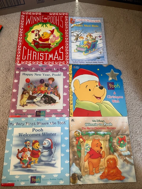 WINNIE THE POOH Collection of Christmas Stories Lot of 6 Golden Books ...