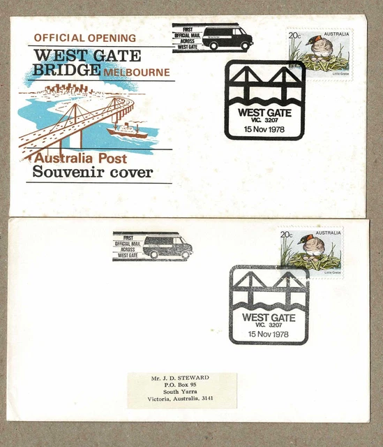 AUSTRALIA 1978 WEST Gate Bridge Opening Pictorial Cancel Cover x 2 ...