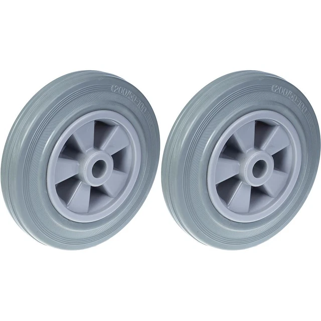200MM 8& WHEEL grey rubber tyre with plastic centre 410kg capacity, set ...