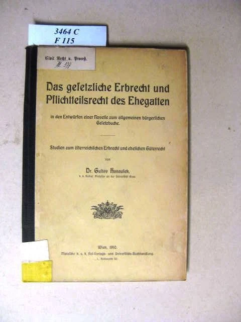 DAS GESETZLICHE ERBRECHT des Ehegatten. In den Entwürfen einer Novelle ...
