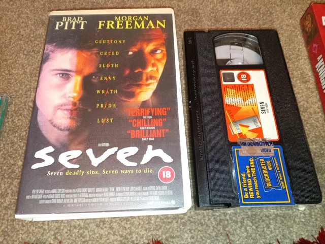 SEVEN - EX Rental VHS - Brad Pitt Morgan Freeman - Blockbuster Labels £ ...