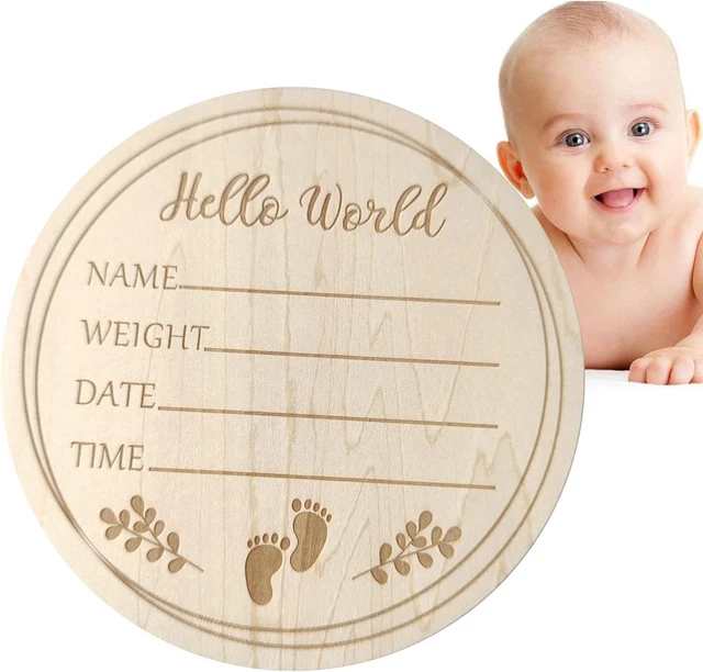 WOODEN BABY ANNOUNCEMENT Sign, Newborn Baby Announcement Sign, 5.9 Inch ...