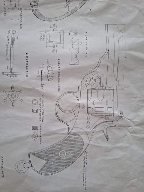 WEBLEY PISTOL FULL Scale Armourer Drawing Shed Find Lee Enfield WW1 WW2 ...