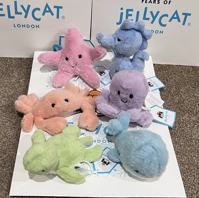 JELLYCAT FLUFFY SEA Life collection Seahorse/Starfish/Whale/Crab ...
