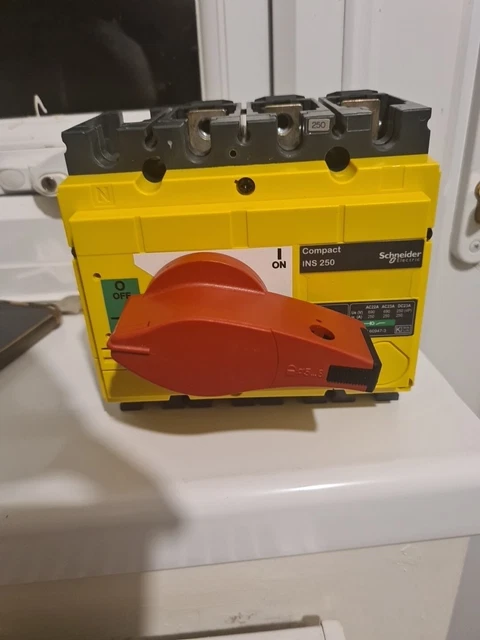 SWITCH DISCONNECTOR, COMPACT INS250 , 250 A, with red rotary handle and ...