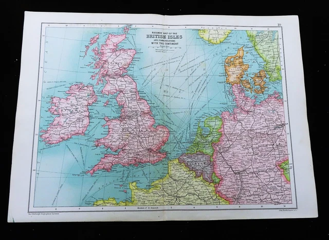 ANTIQUE RAILWAY MAP of The British Isles Shipping Lines Routes to ...